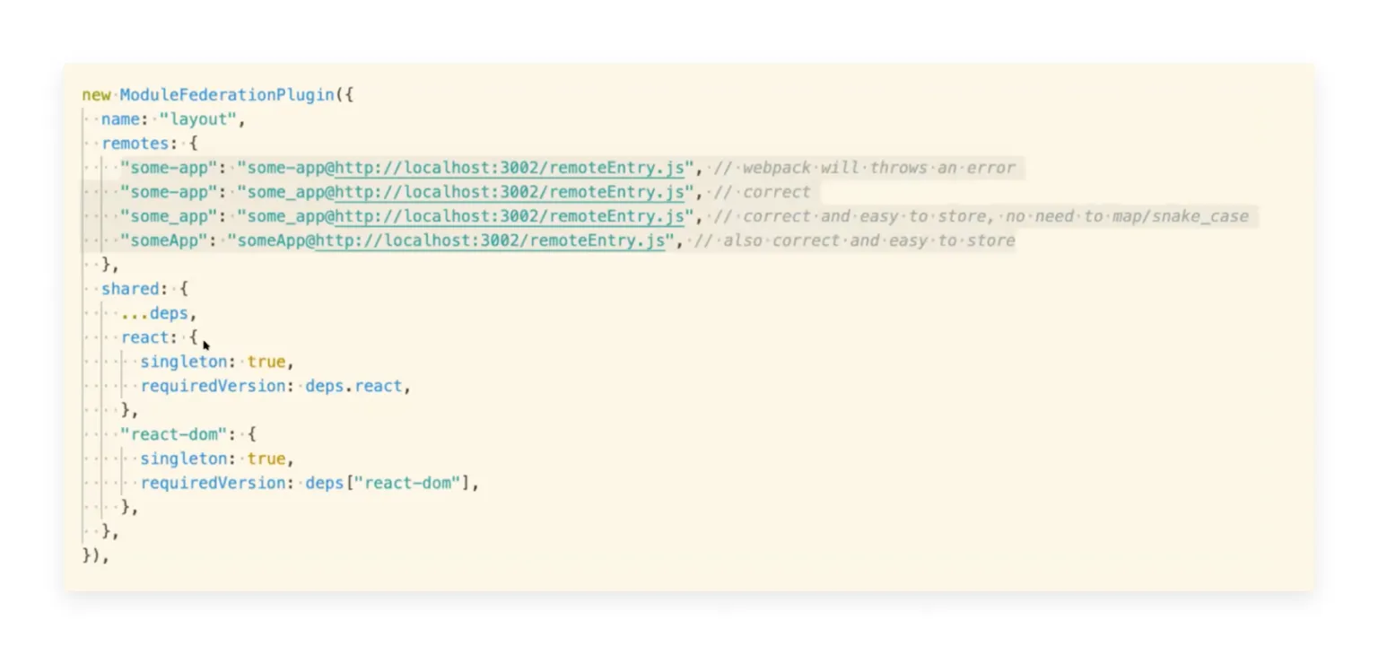 Webpack module federation for micro frontends