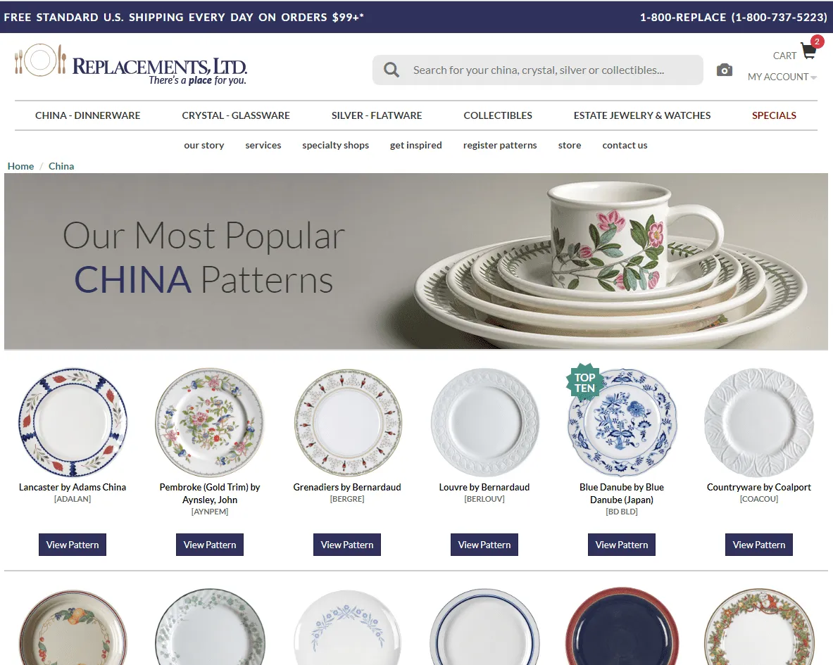 A visual search for dinnerware patterns with Replacements.com